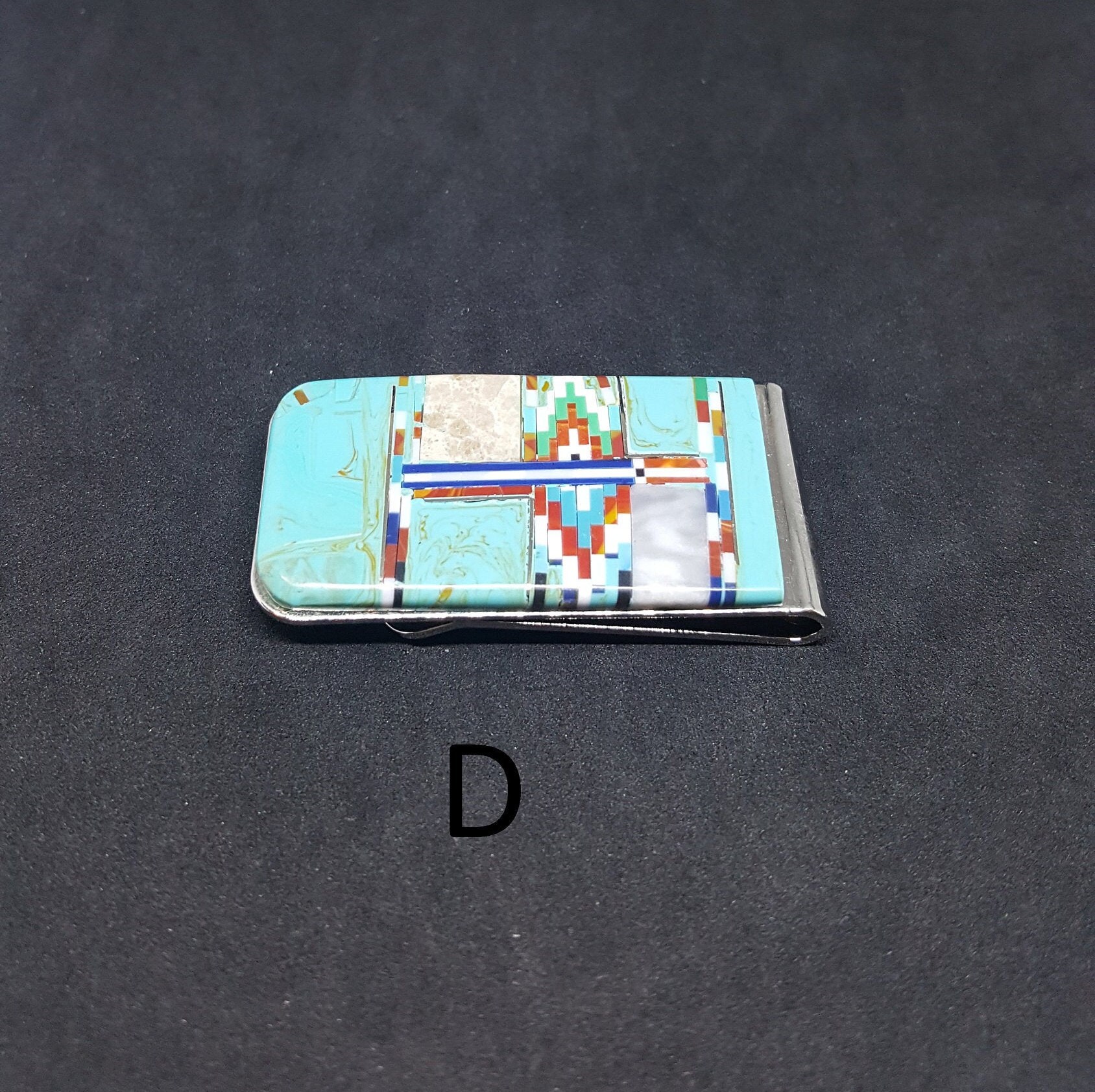 Turquoise Inlay MONEY CLIP 1 Inches Wide - Etsy