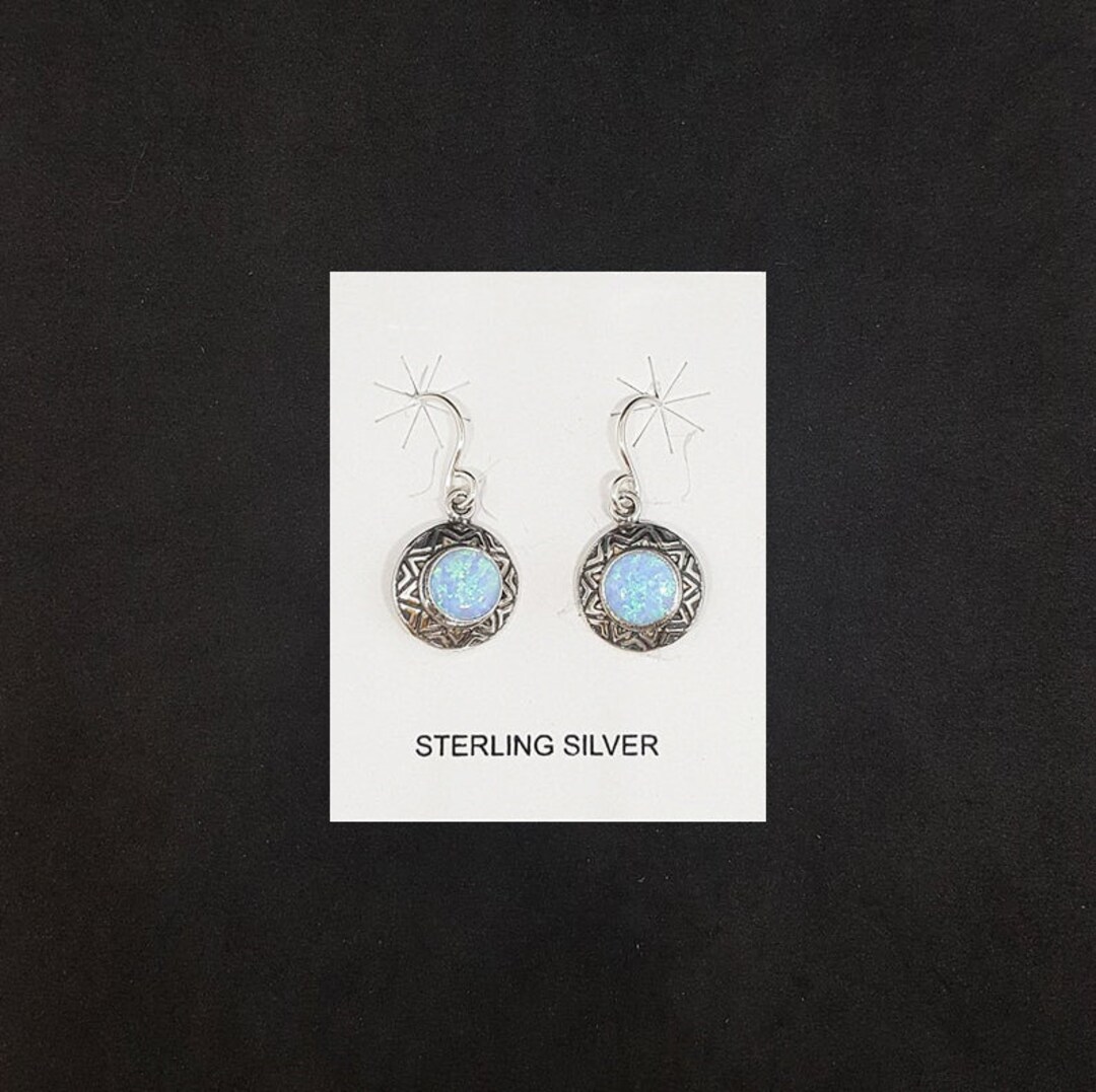 Zic Zac Design 6 Mm Round Light Blue Fire Opal Sterling Silver Dangle ...