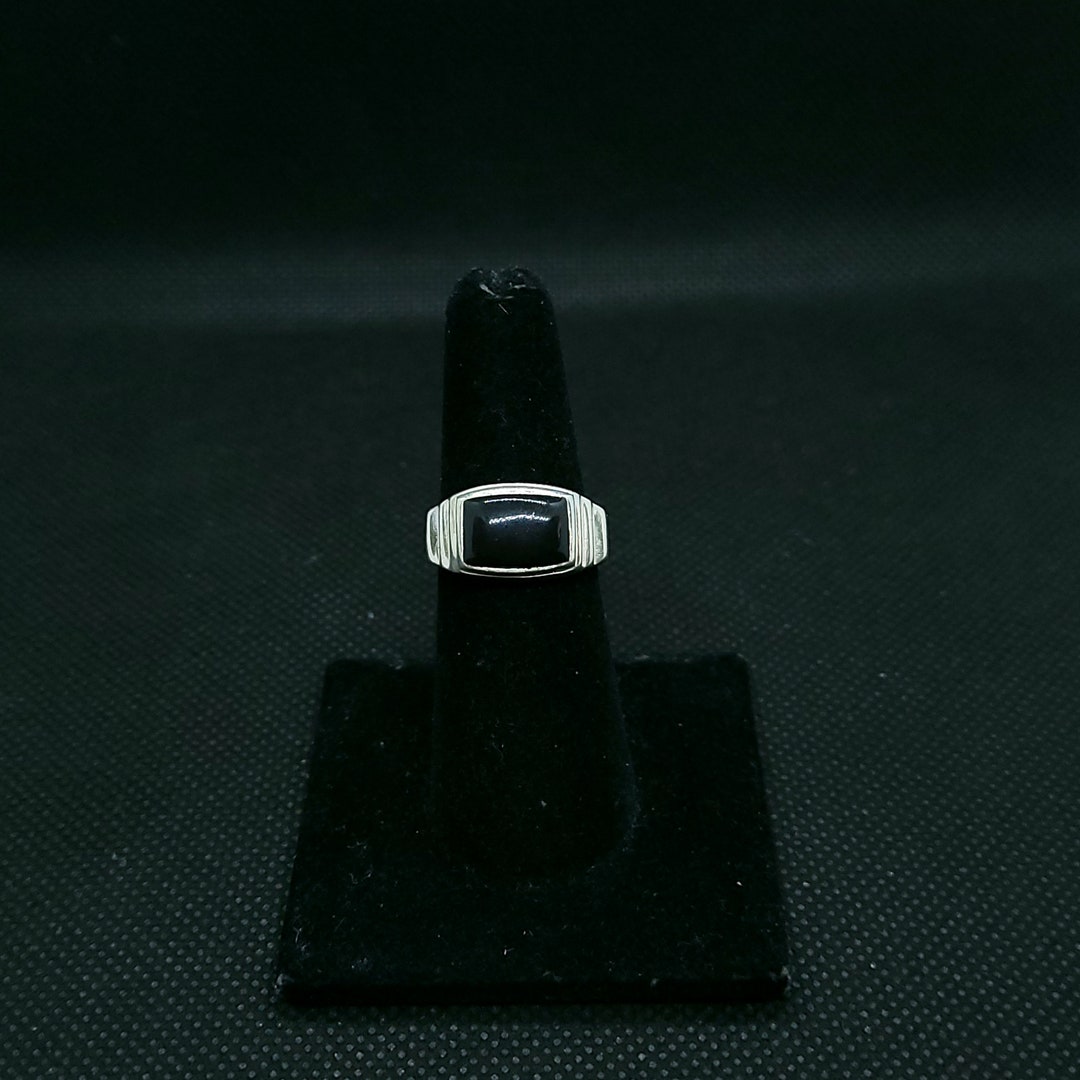 Rectangle Onyx Sterling Silver Ring Size 789 - Etsy
