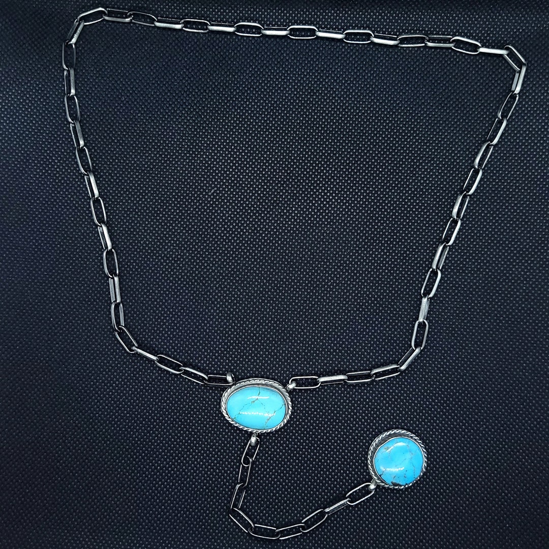 Square Forzatina Chain Sterling Silver With Turquoise Pendant - Etsy
