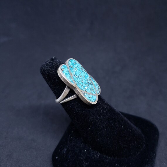 Vintage Zuni orbital oval overlapping inlay turquoise… - Gem