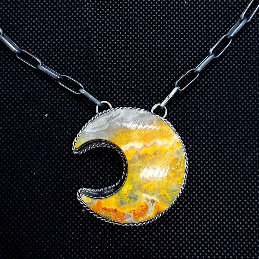 Natural Bumblebee Moon Sterling Silver Forzatina Chain Necklace Stamped ...