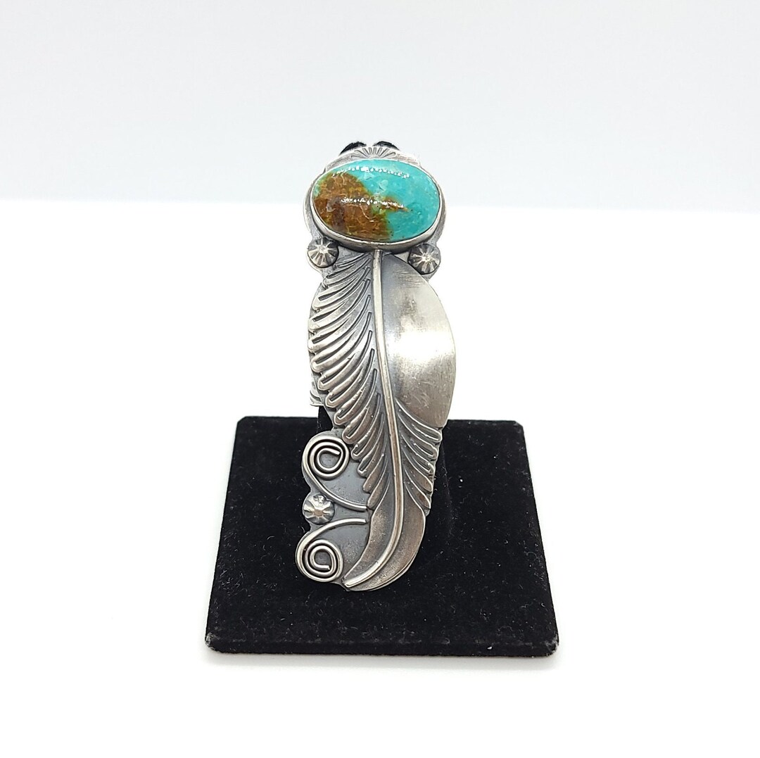 Silver Kingsman Turquoise Feather Ring Sterling Silver - Etsy