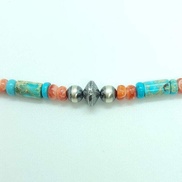 Turquoise and Spiny Oyster Necklace - Etsy