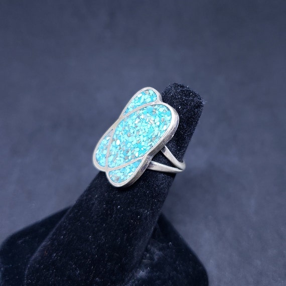 Vintage Zuni orbital oval overlapping inlay turquoise… - Gem