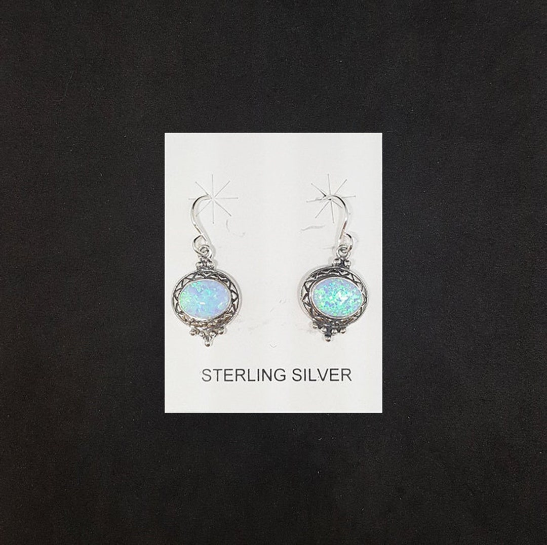 Zic Zac Design With Dots Oval Light Blue Fire Opal Sterling - Etsy