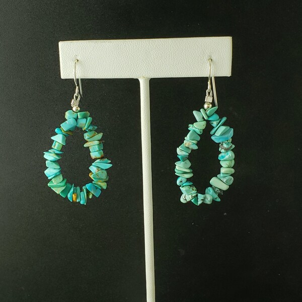 Turquoise Chips Hoop Earrings - Etsy