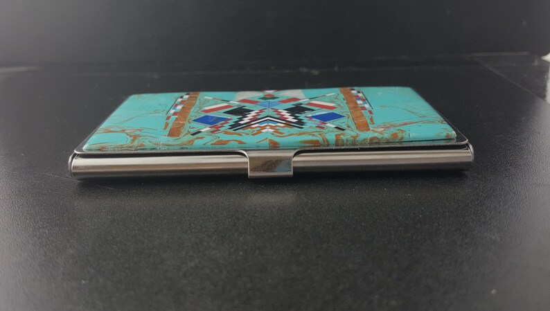 Turquoise Inlay Credit Card Holder Business Card Cases - Etsy