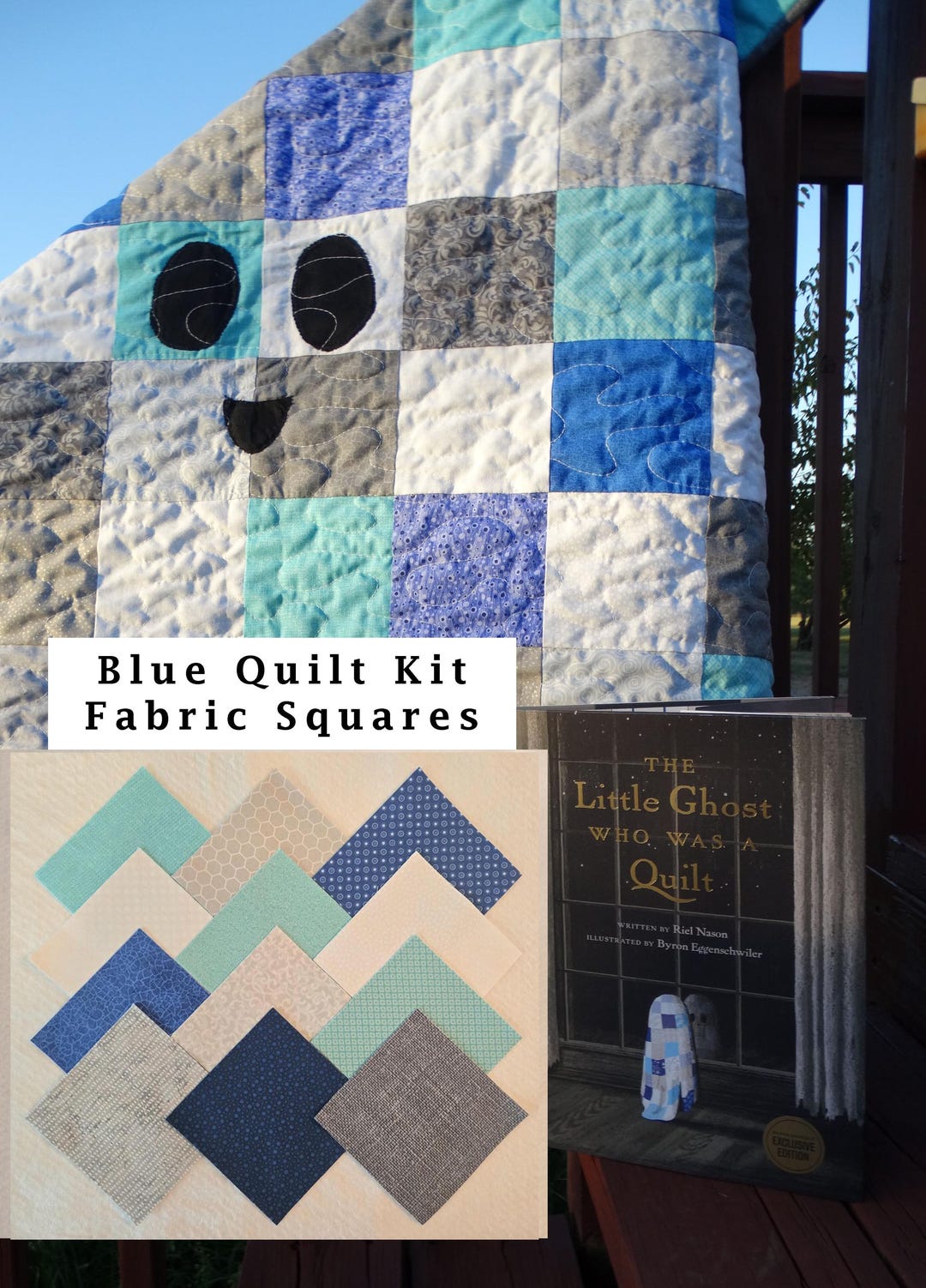 Quilt Kit Blue the Little Ghost Who Was a Quilt Kit 5" Blue and White ...