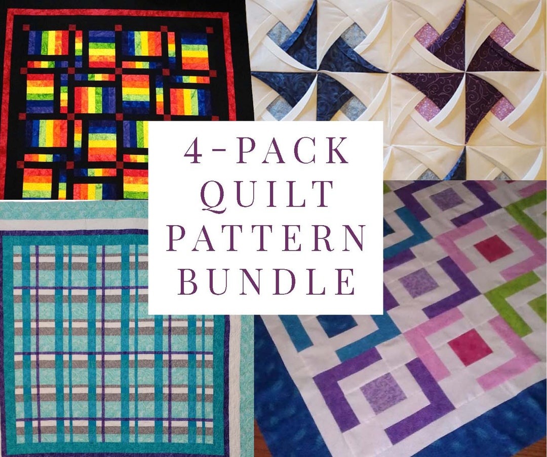 4 Pack Quilt Pattern Bundle Pretty in Plaid, Jaded Chain, Unicorn Candy ...