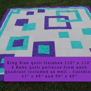 Seriously Squared up Quilt Pattern King Size Plus 4 Mini Quilts - 4 Lap Quilt Patterns 5-in-1 ...