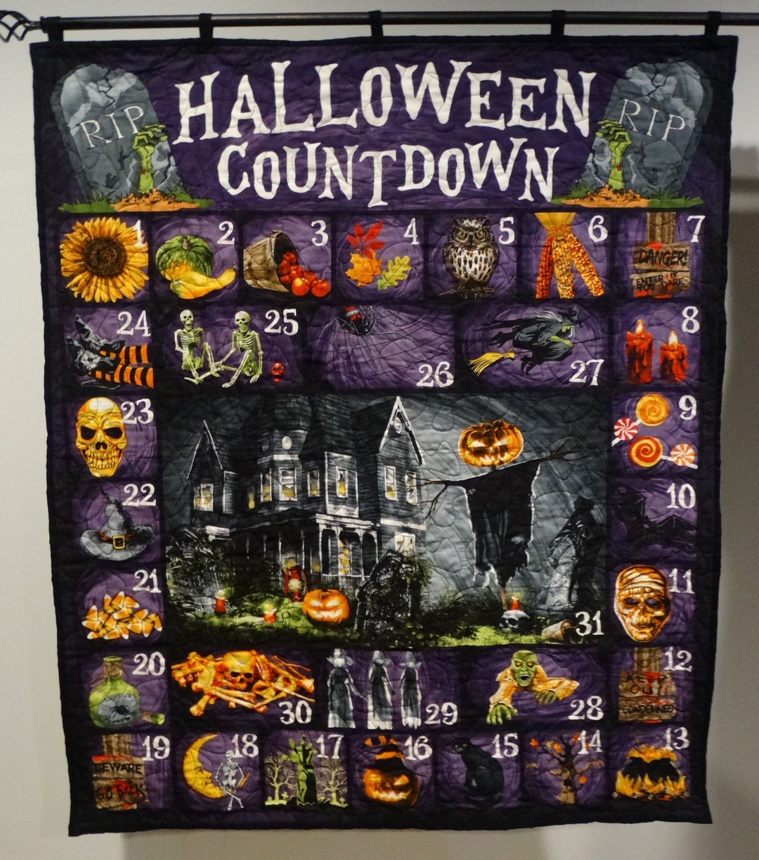 Halloween Countdown Calendar Quilted X-large Wall Hanging Activity ...