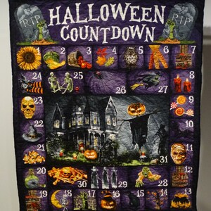 Halloween Countdown Calendar Quilted X-large Wall Hanging Activity ...