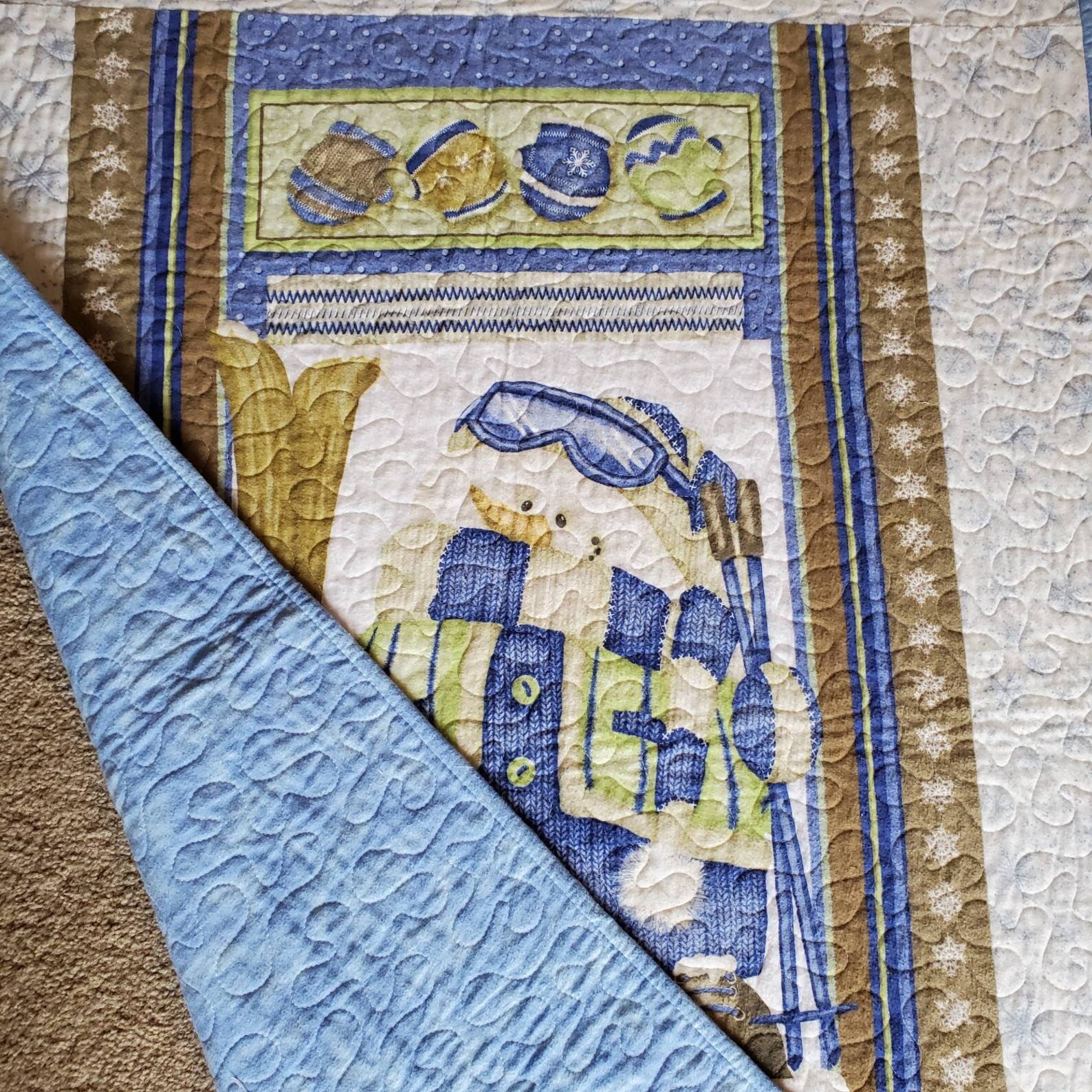 Winter Snowman Quilt Christmas Gift Flannel Snowman Quilt - Etsy