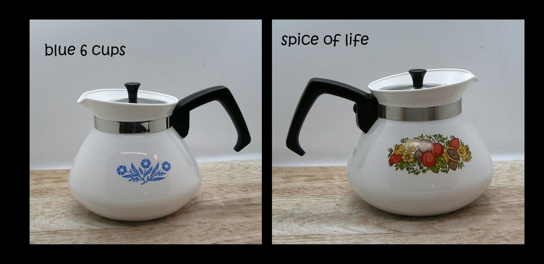 Vintage Corning Ware Cornflower Teapot 6 Cups, Spice of Life Teapot 6 ...