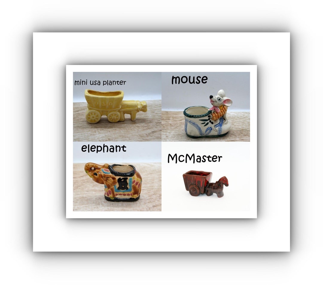 Vintage Mid-century Mini Pottery Animal Planters, USA Yellow Bull ...