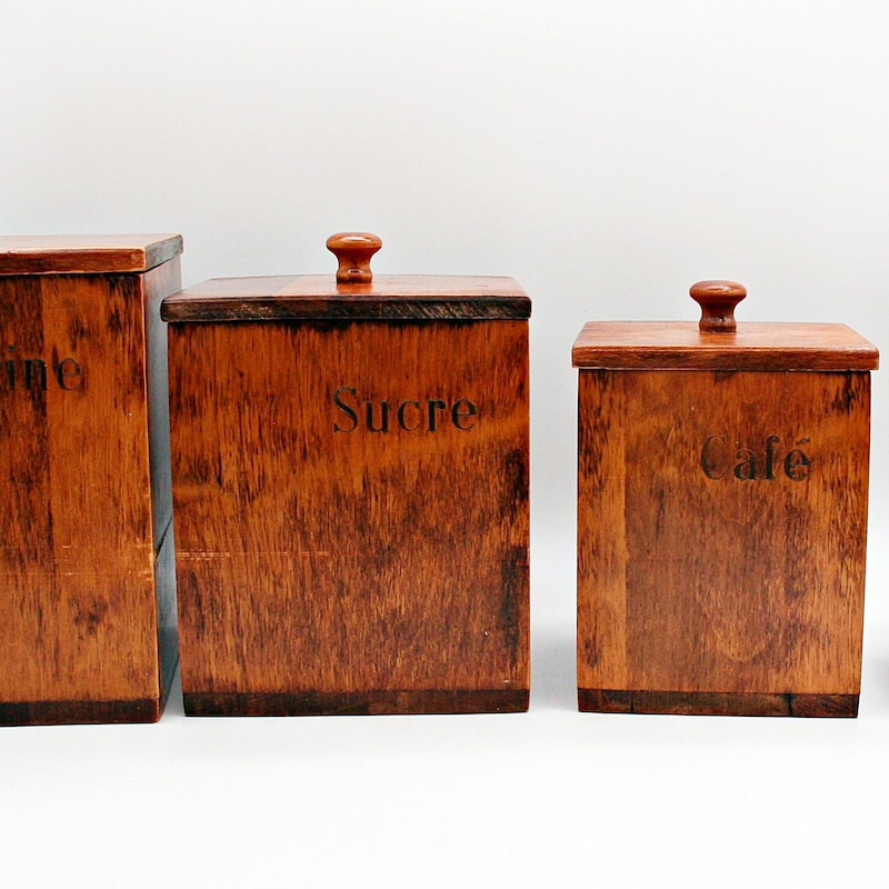 Wood Decoupage Canister Set - Etsy Canada