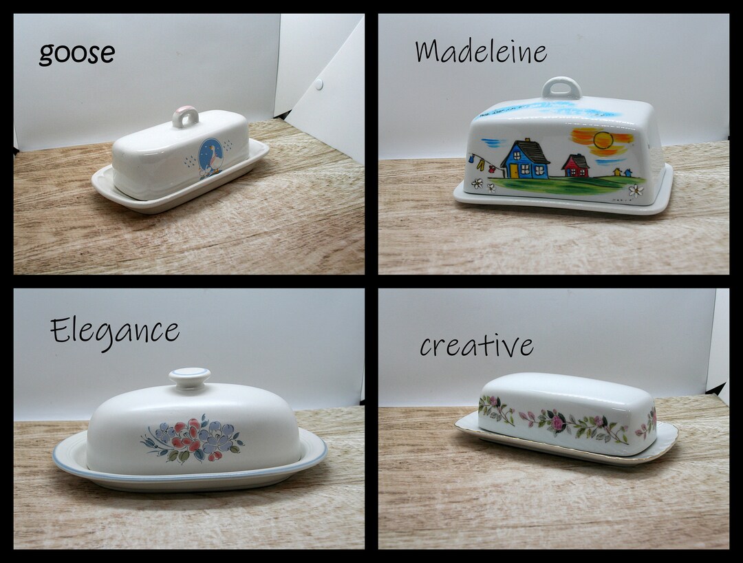 Mid Century Butter Dishes, 80s Butter Dish, Hand Painted Butter Dish ...