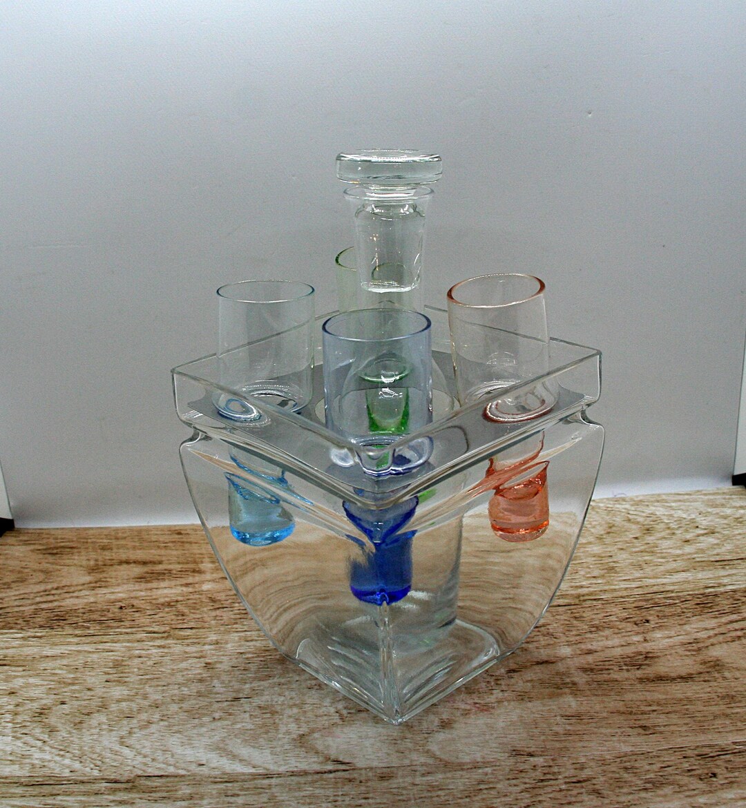Vintage Bar Multi-color Chiller Shot Glasses With Decanter in Ice ...
