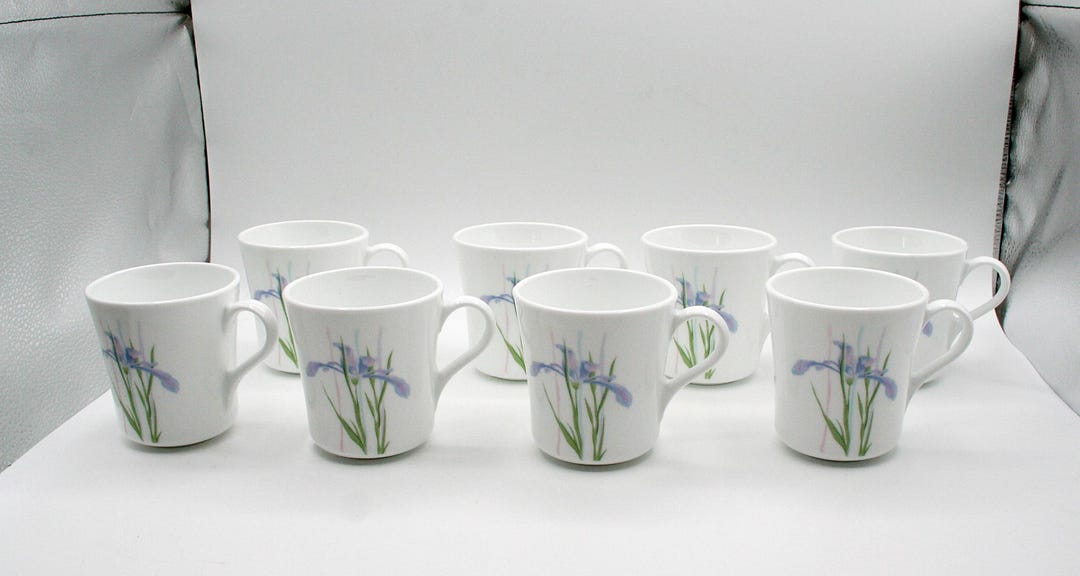 Corelle 1980s Corning USA Shadow Iris Pattern Set 8 Mugs Coffee Tea ...