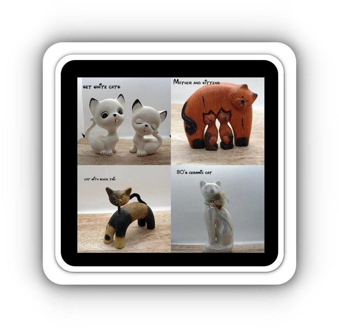 Vintage Mid Century Cat Figurine, Mother Cat and Kitties, 80s Lustre ...