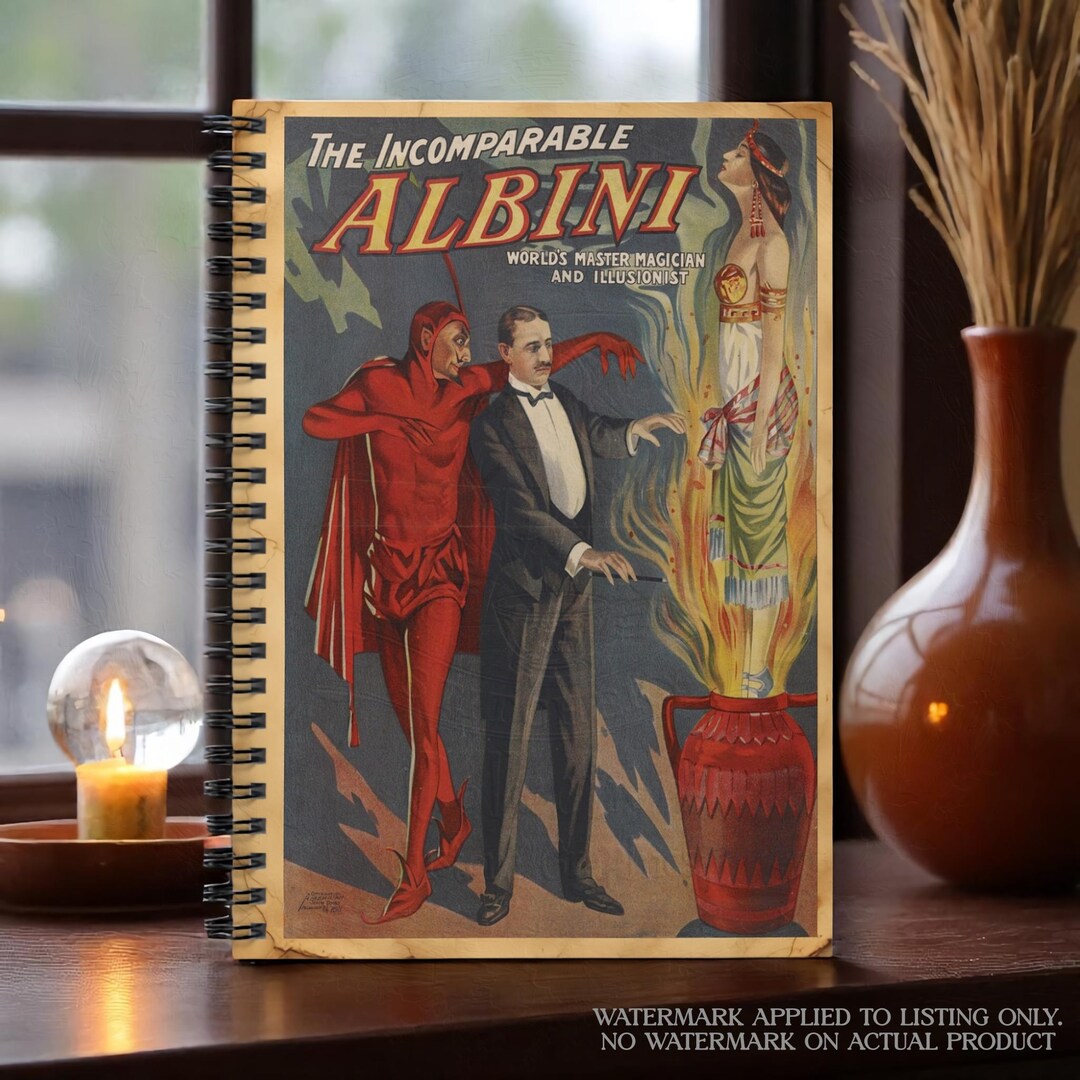Vintage Magician Spiral Notebook, Herbert Albini, Retro Journal ...