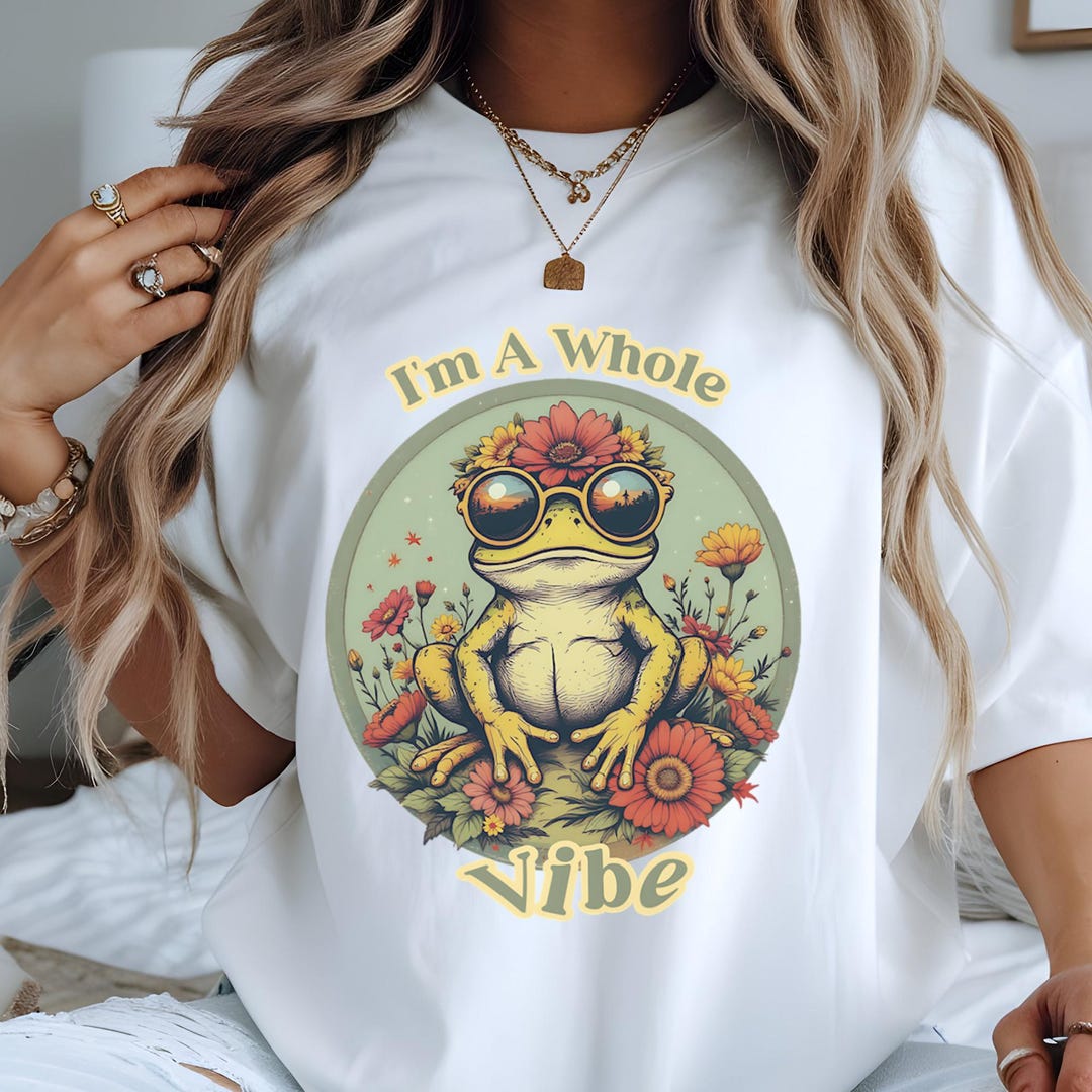 Vintage Frog Tee, I'm a Whole Vibe, Funny Frog Tee, Retro Graphic T ...
