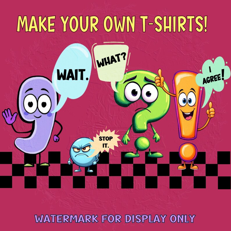 Printable Punctuation Character PNG, Funny Cartoon Clipart for DIY T ...