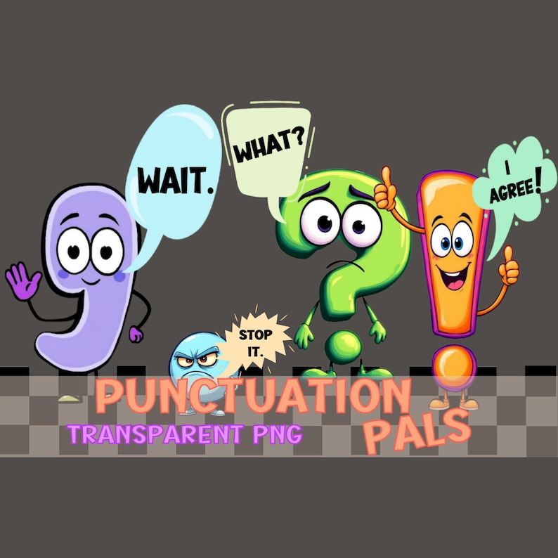 Printable Punctuation Character PNG, Funny Cartoon Clipart for DIY T ...