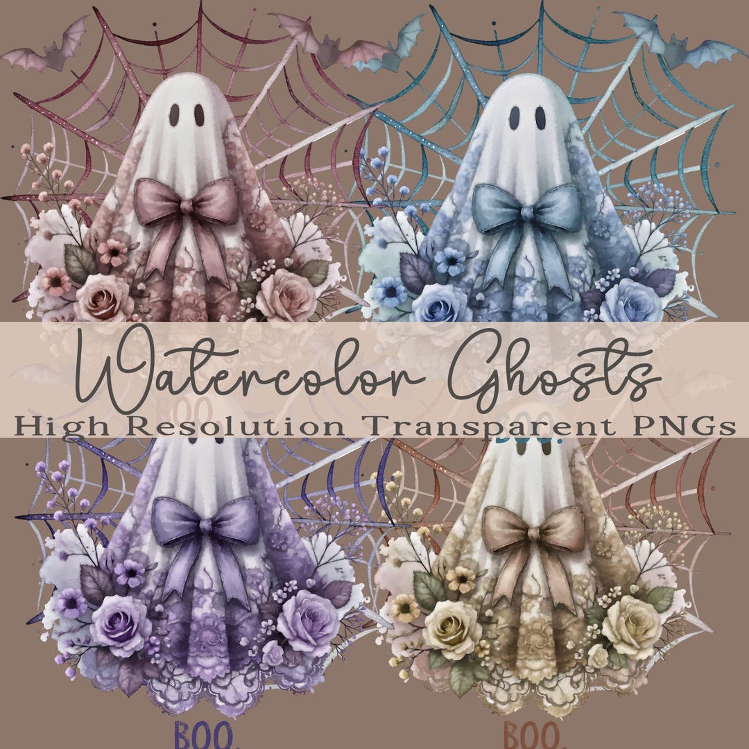 Watercolor Lace Ghosts PNG Clipart Bundle, Instant Download, Vintage ...