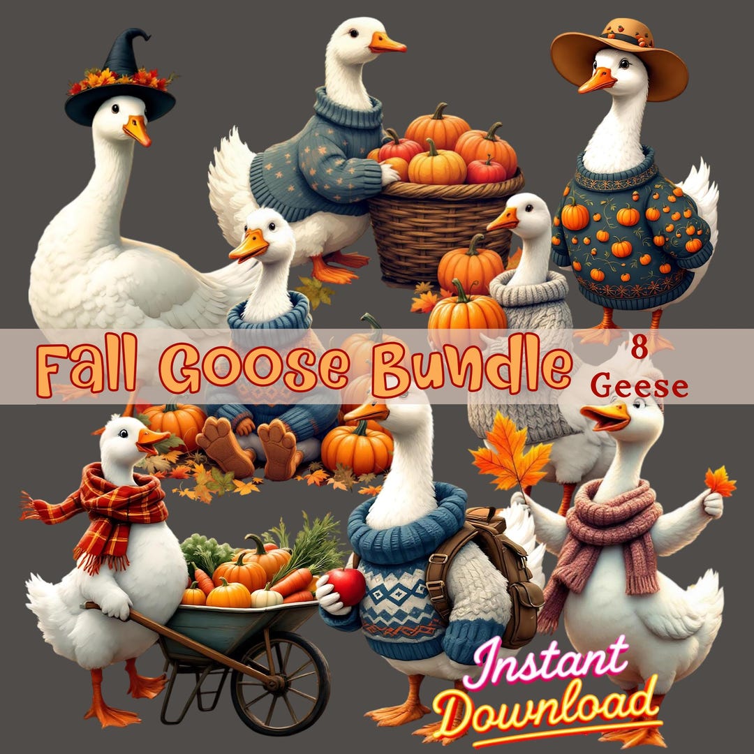 Fall Goose Digital Download, Goose Clipart, PNG Goose, Funny Goose ...