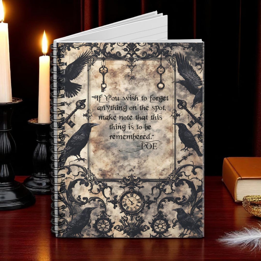 Poe Spiral Notebook, Edgar Allan Poe Quote, Writing Journal, Gothic ...