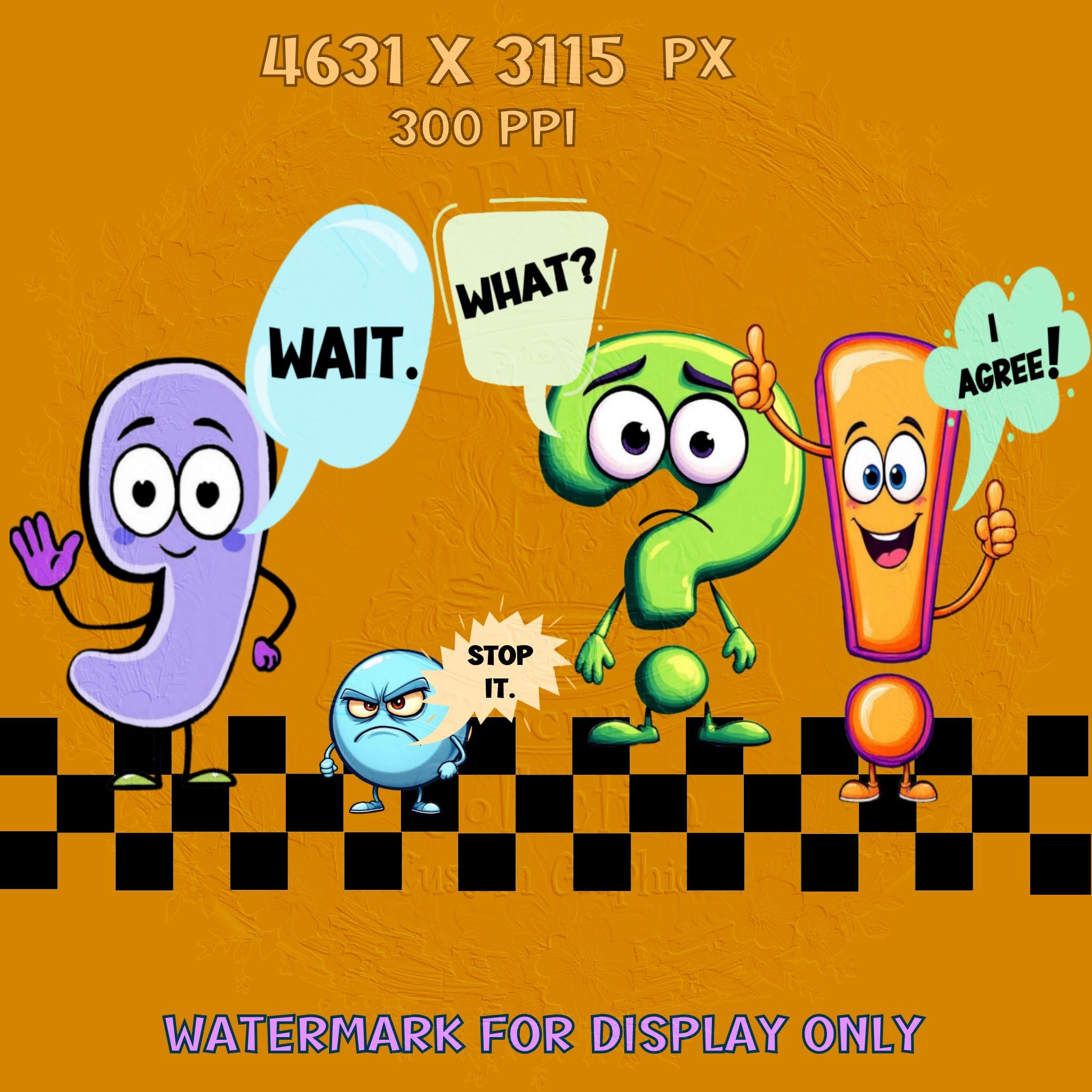 Printable Punctuation Character PNG, Funny Cartoon Clipart for DIY T ...