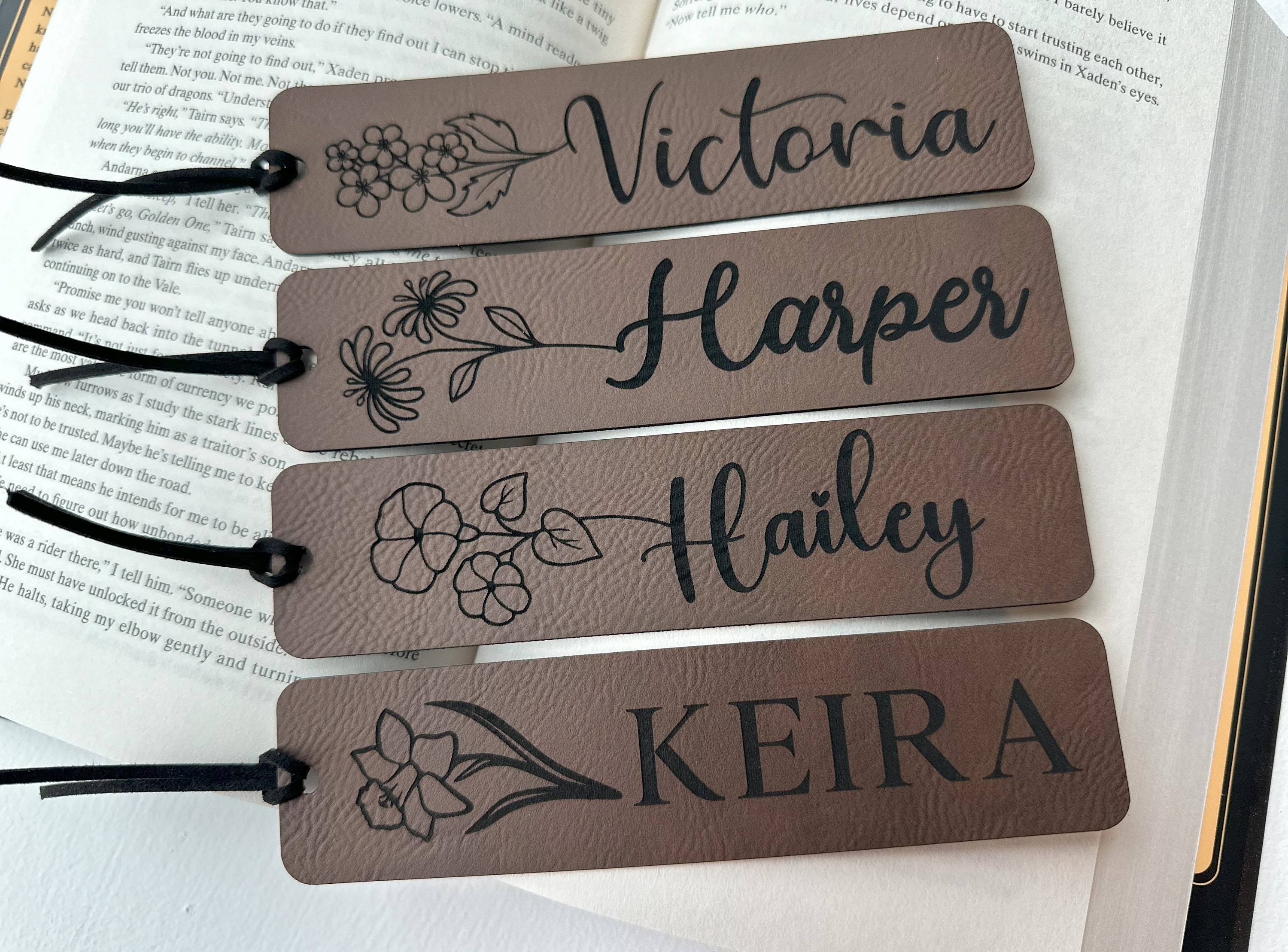 Birth Flower Bookmark, Laser Engraved Bookmark, Custom Name Bookmark ...