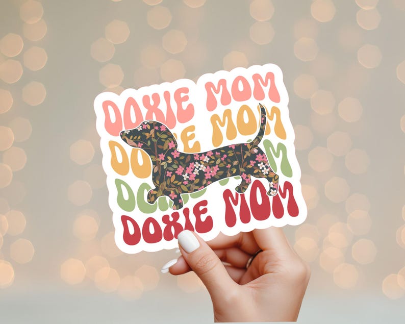 Retro Floral “doxie Mom” Sticker – Dachshund Mom Gift, Cute Dog Lover ...