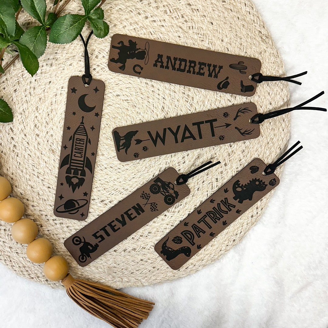Boy Theme Bookmark, Leatherette Bookmark, Faux Leather Bookmark, Kids ...