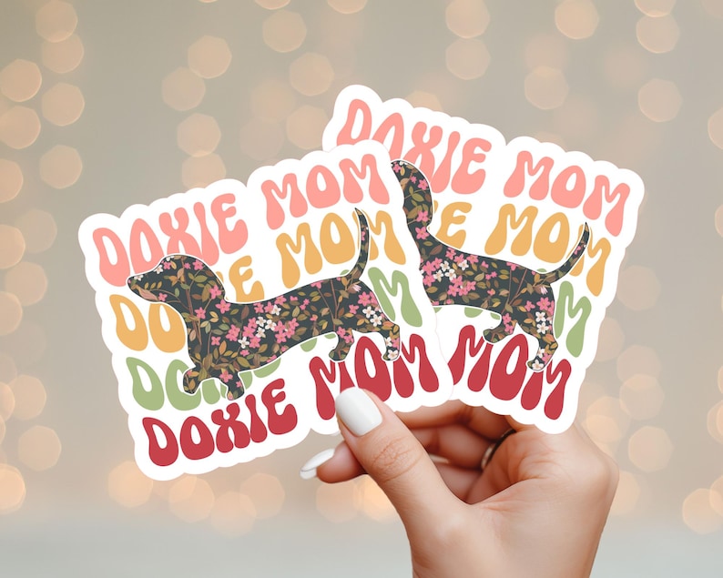 Retro Floral “doxie Mom” Sticker – Dachshund Mom Gift, Cute Dog Lover ...