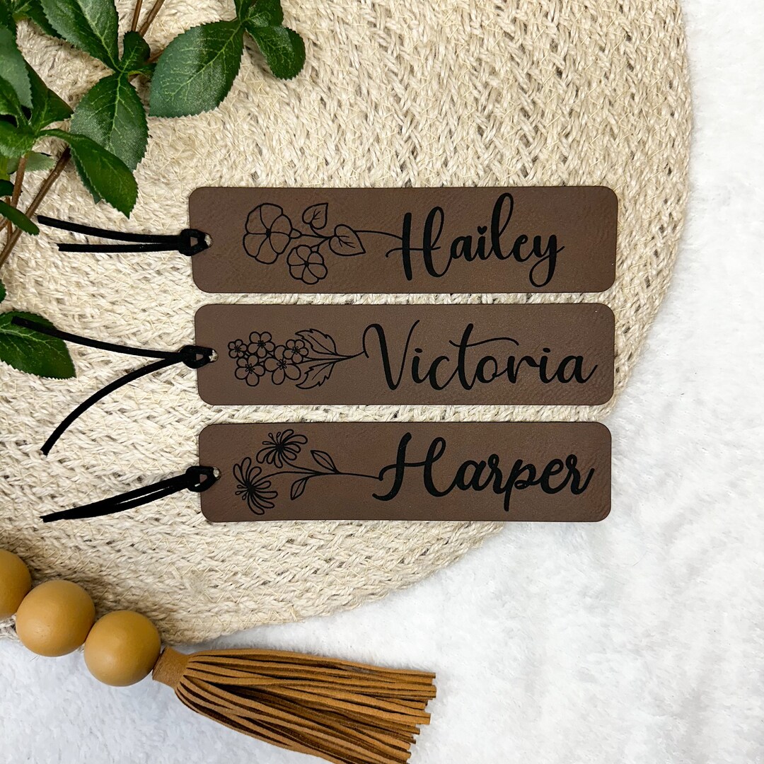 Birth Flower Bookmark, Laser Engraved Bookmark, Custom Name Bookmark ...