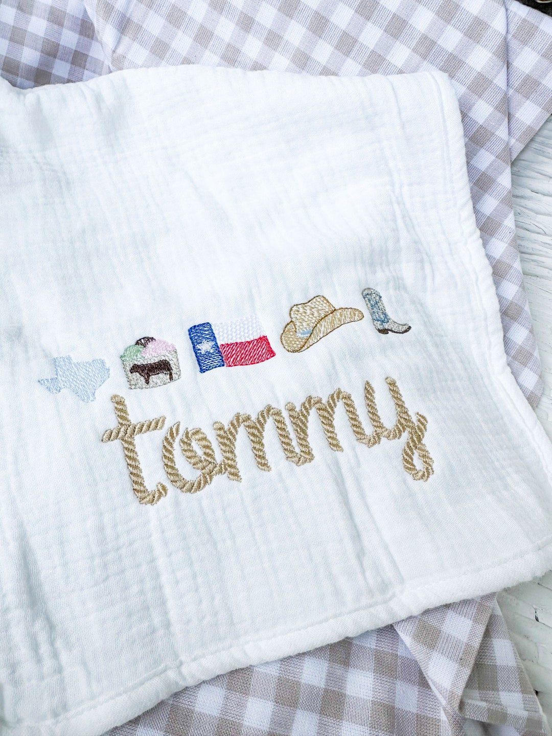 Texas Icons Burp Cloth X Monogrammed X New Baby X Embroidered X Custom ...