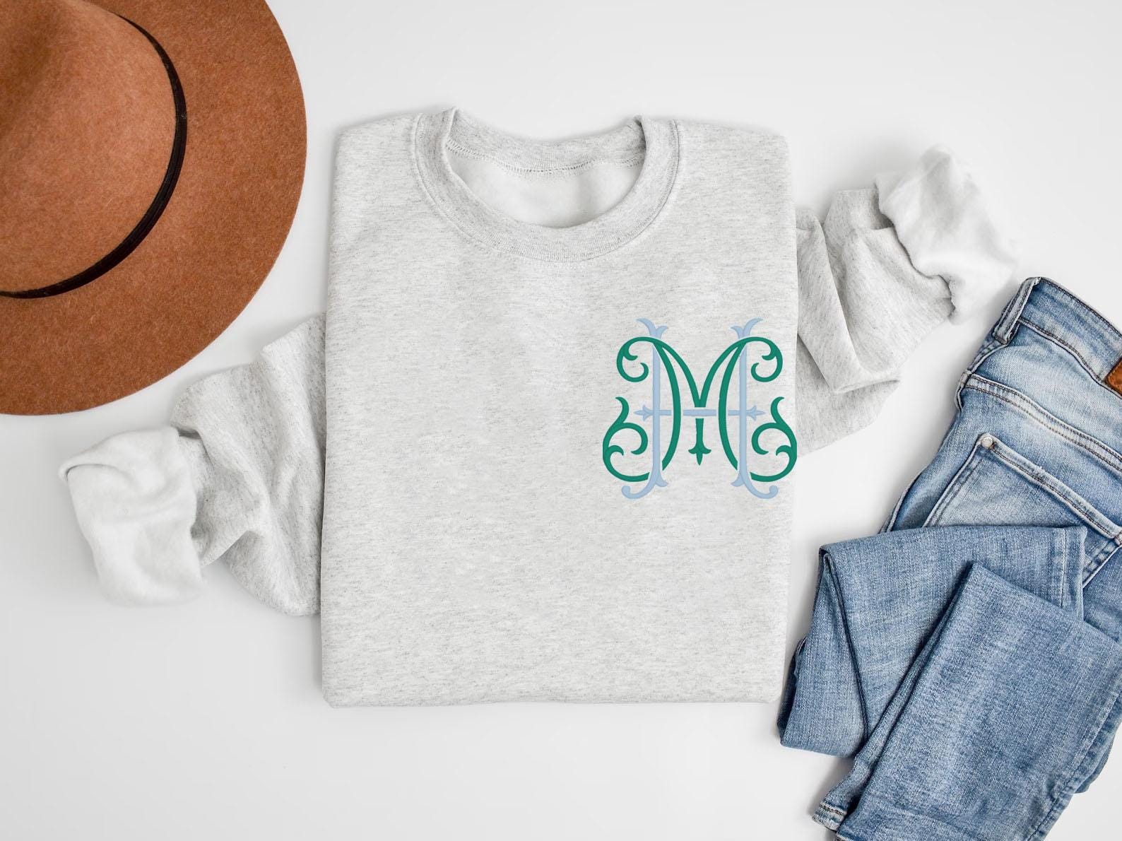 Custom Couture Monogram Sweatshirt X Embroidered Interlocking Double ...