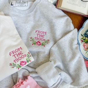 From the 1900s Vintage Cross Stitch Inspired Embroidered Floral ...