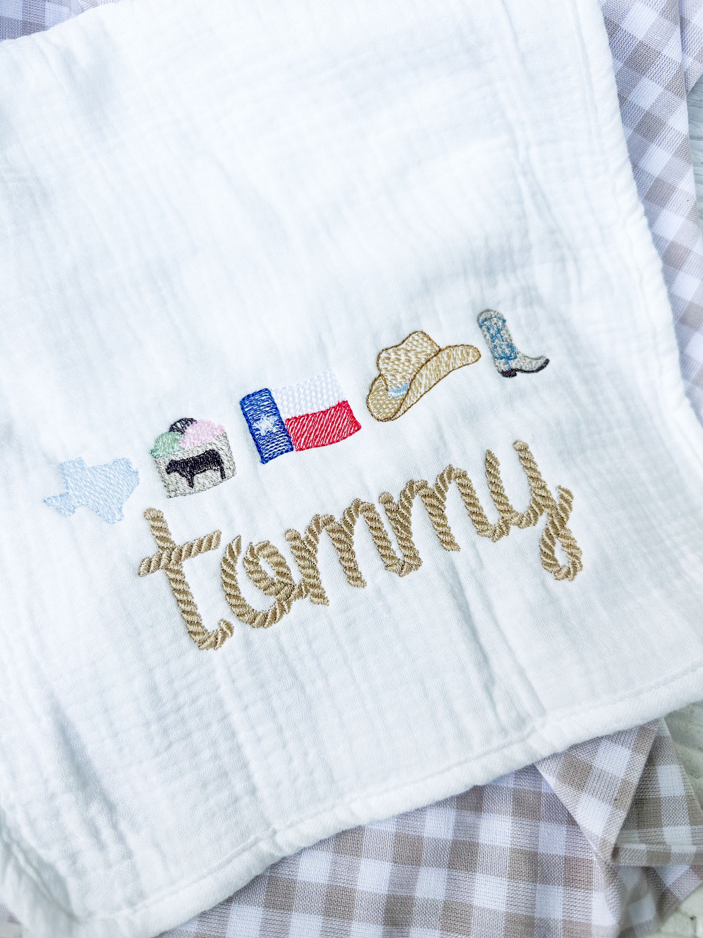 Texas Icons Burp Cloth X Monogrammed X New Baby X Embroidered X Custom ...