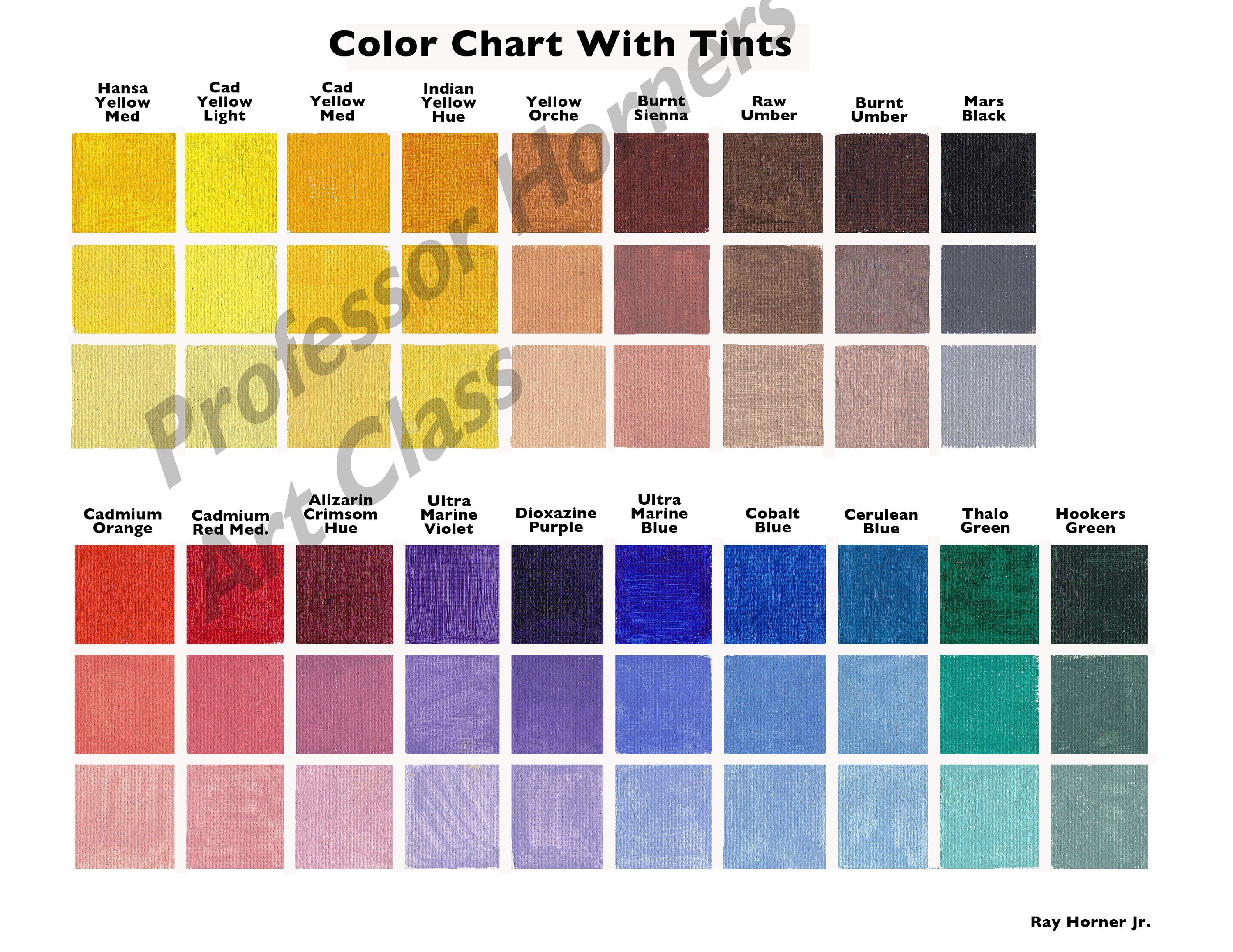 Easy to Use Color Chart With Tints by Raymond Horner Jr. Instant ...