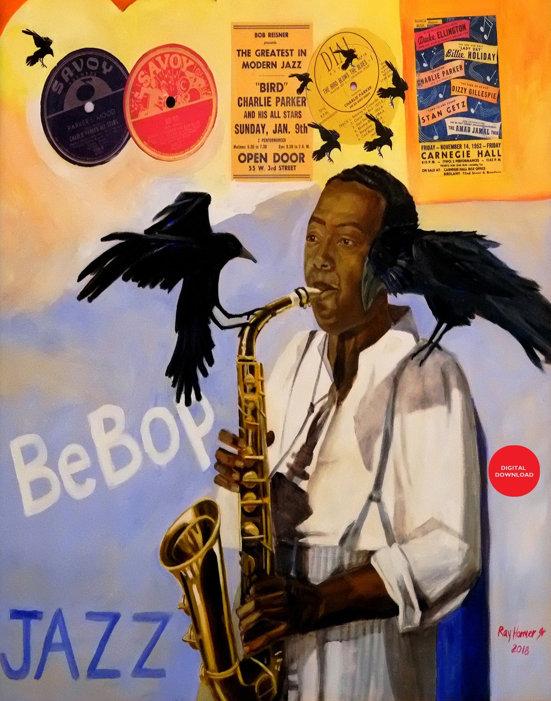 Be-bop Jazz Man Digital Photo of Painting by Ray Horner Jr. This is an ...