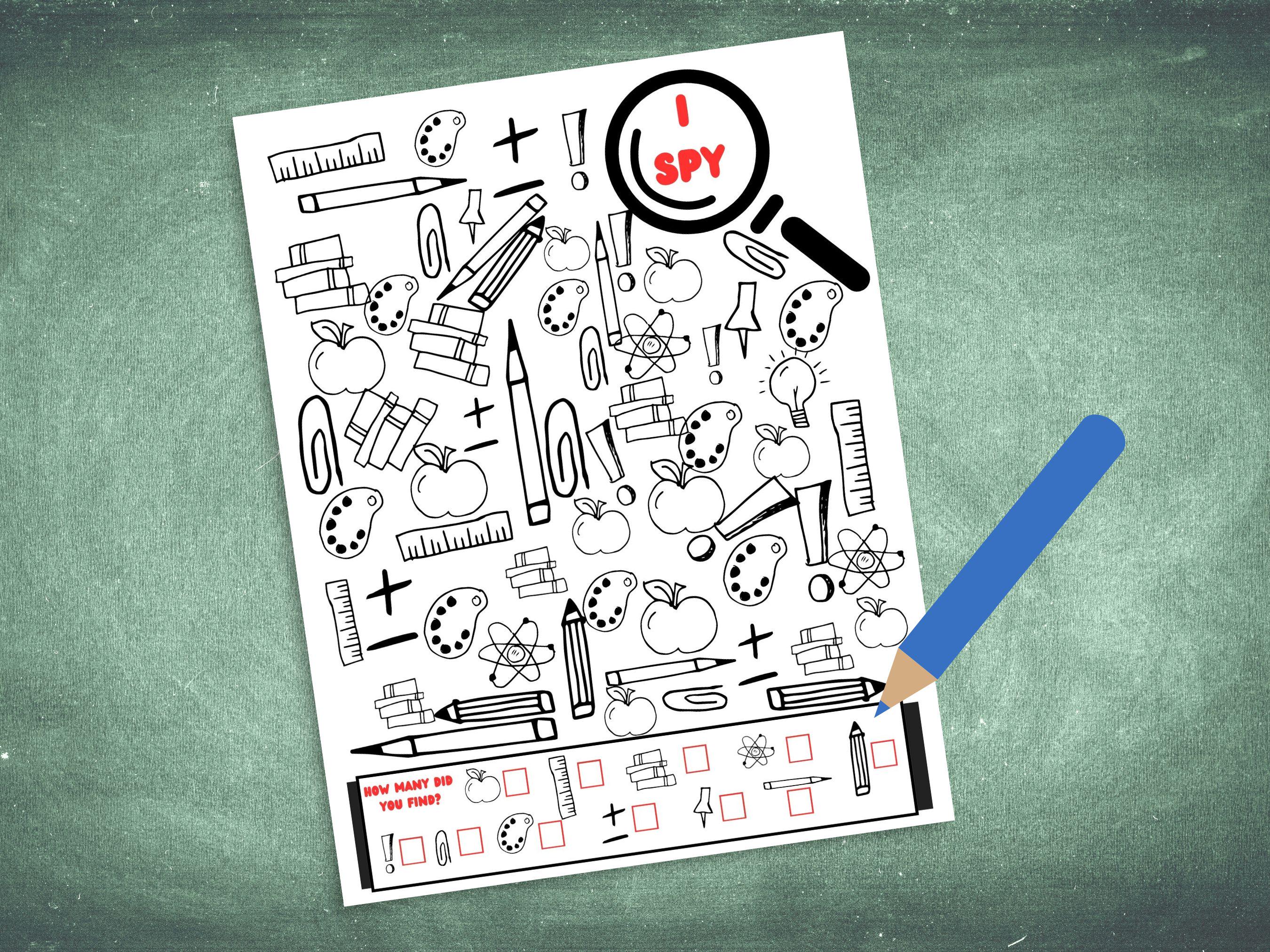 I Spy School Day Coloring Page – Fun, Interactive School-themed ...