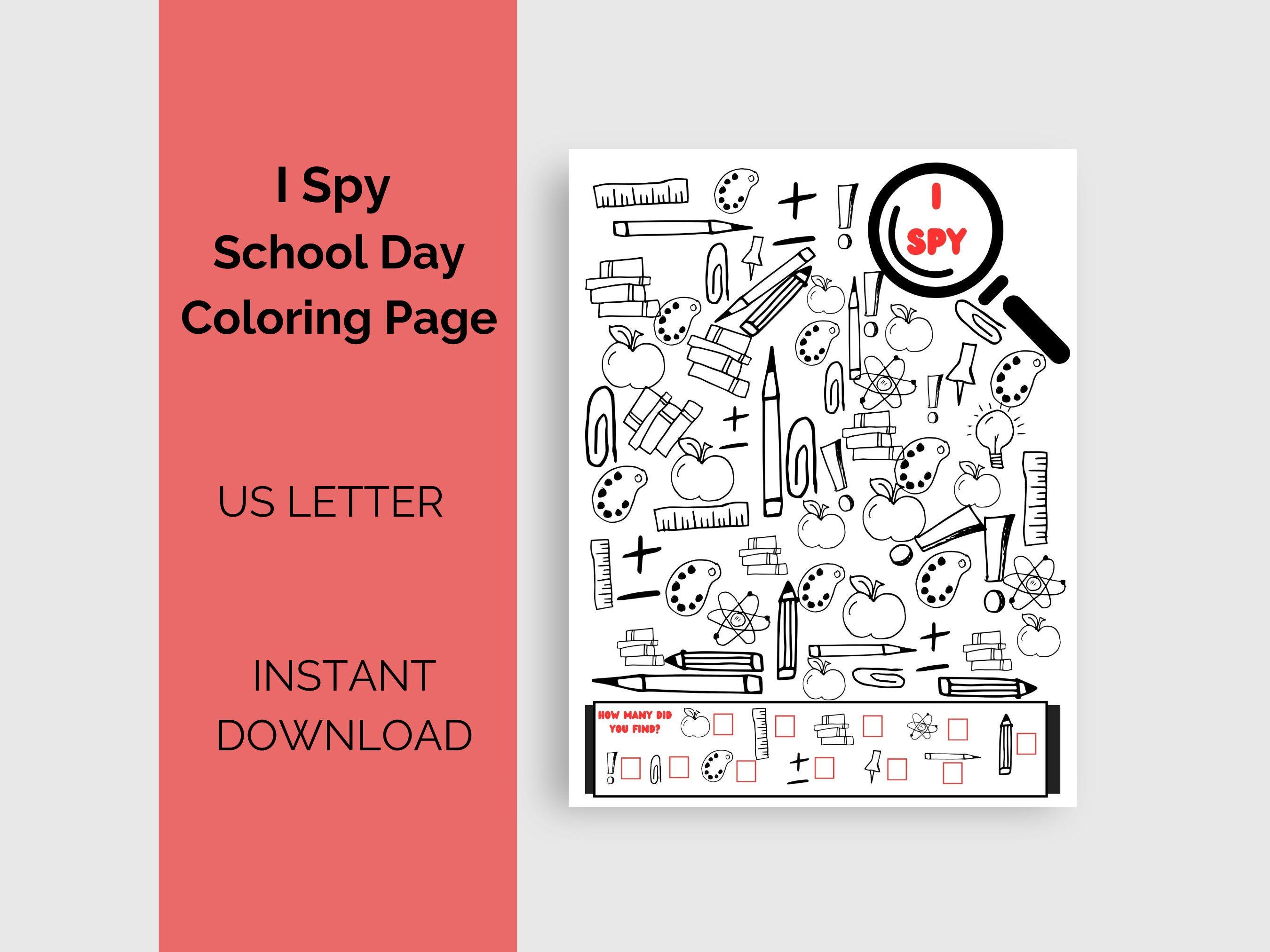I Spy School Day Coloring Page – Fun, Interactive School-themed ...