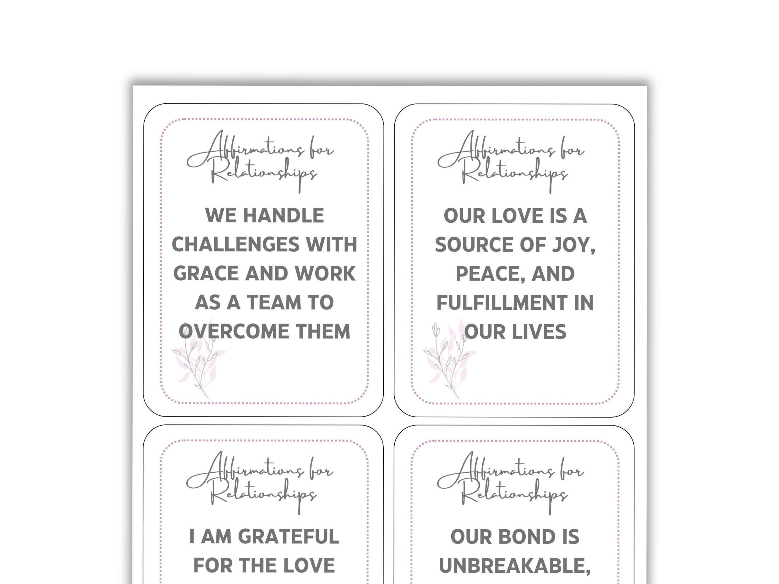 Printable Affirmation Cards Bundle - 6 Themed Sets With 12 Positive ...