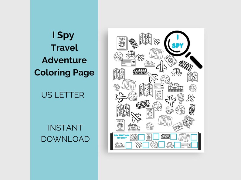 I Spy Travel Adventure Coloring Page – Fun Travel-themed Activity for ...