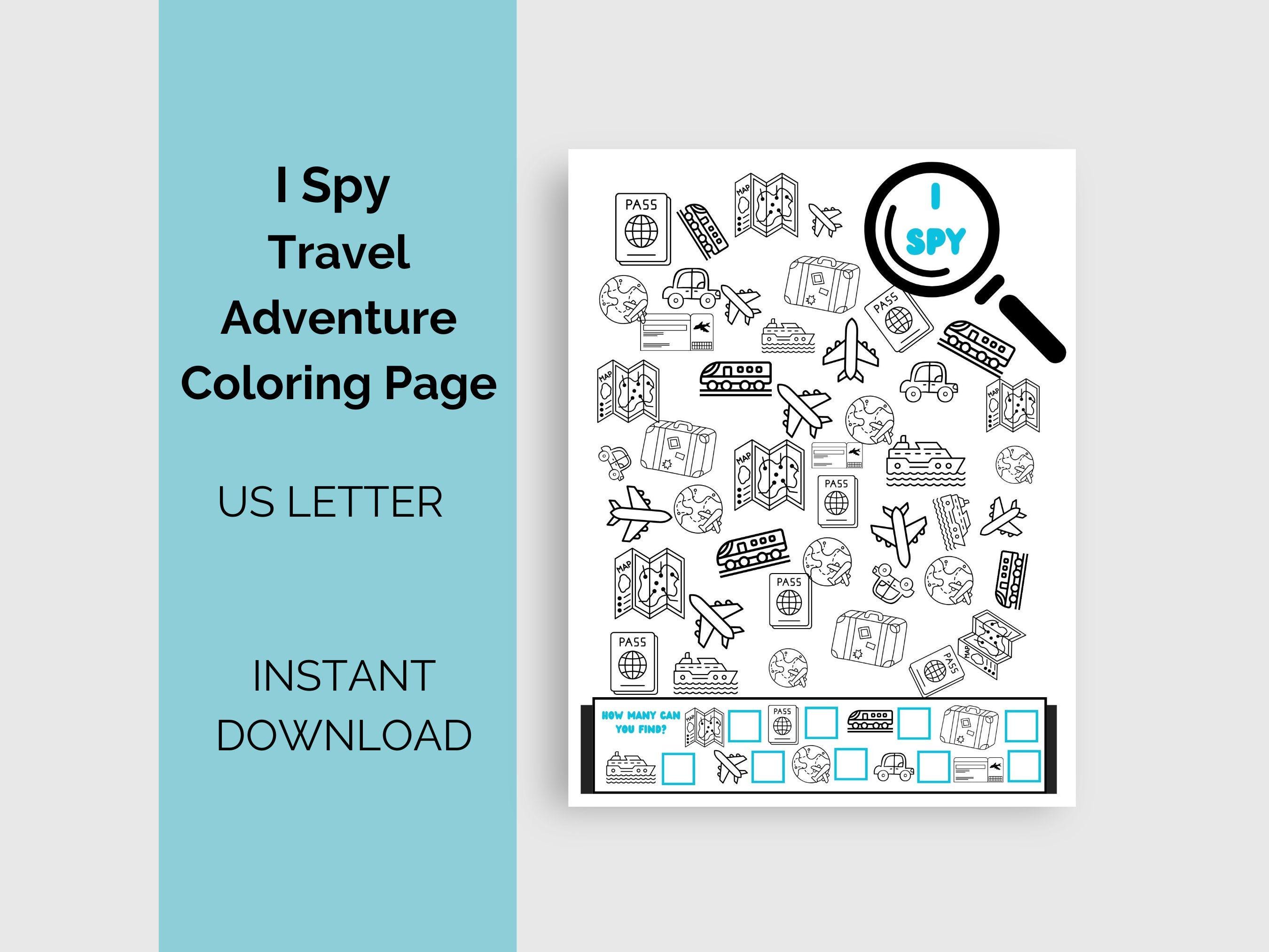 I Spy Travel Adventure Coloring Page – Fun Travel-themed Activity for ...