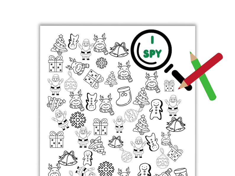 I Spy Christmas Coloring Page – Fun Holiday Activity for Kids ...